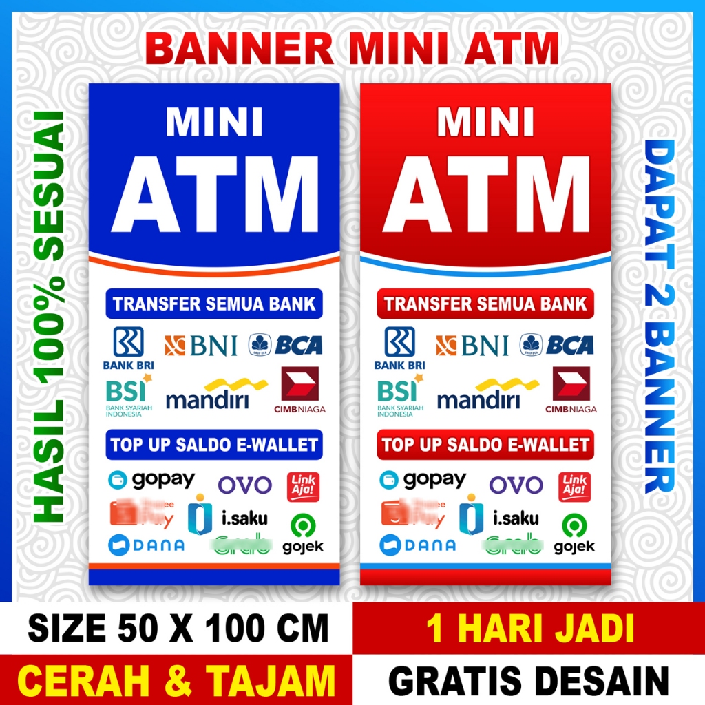Jual BANNER MINI ATM BERSAMA / BANNER BRILINK TERMURAH / PAKET 2 BANNER ...