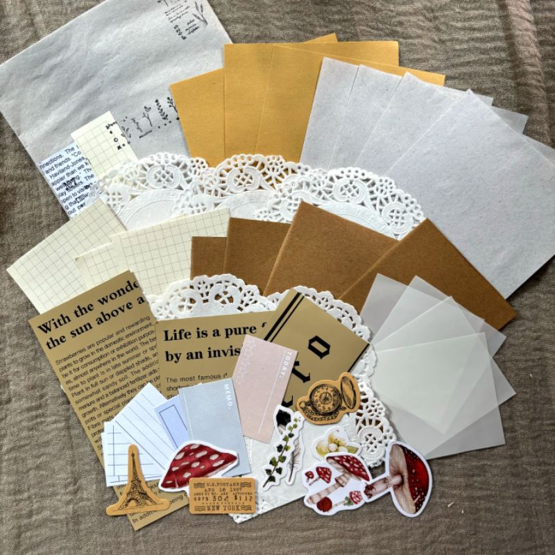 Jual 40 pcs journal kit vol 1,jurnal kit, scrapbook kit, penpal kit ...