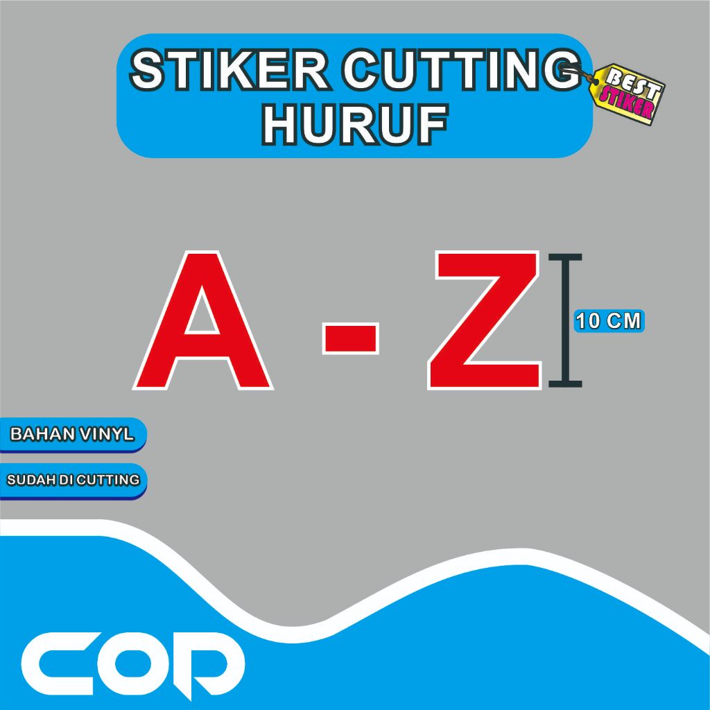 Jual Stiker cutting huruf ukuran 10 cm bahan scotlet, nyala termurah ...