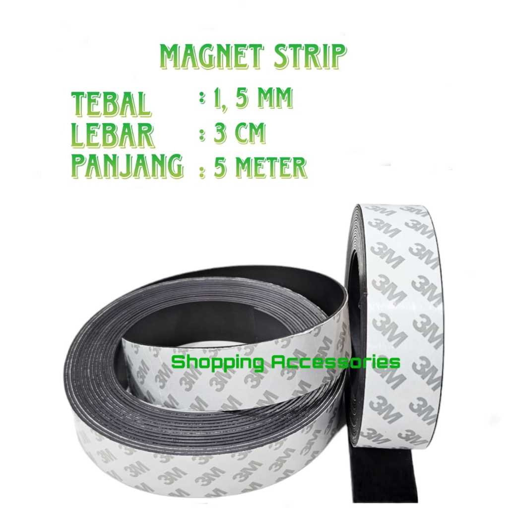 Jual Magnet Strip Lembaran Tempelan Kulkas LEBAR: 3cm x TEBAL:1,5mm x PANJANG: 5 Meter Double ...