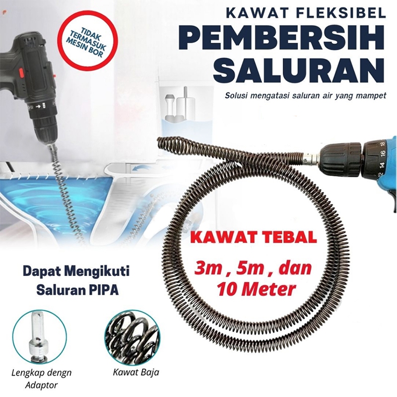 Jual Alat-Jepit-Kawat-Pembersih-Saluran-Kawat Pembersih Saluran Pipa Mampet Dengan Adaptor Bor ...