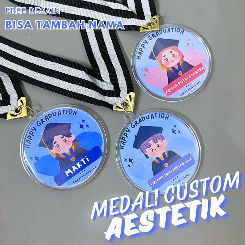 Jual Ready Langsung Kirim Medali Custom edisi wisuda DESAIN TERBARU ...