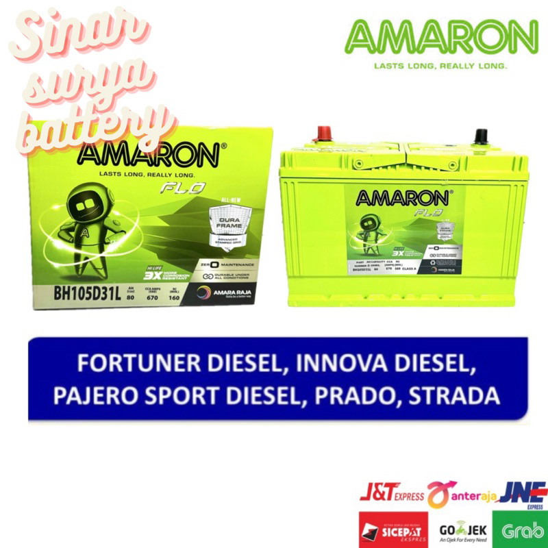 Jual Aki Mobil Kering Amaron HILIFE 105D31L 80 Ampere untuk mobil Pajero sport diesel,Fortuner ...