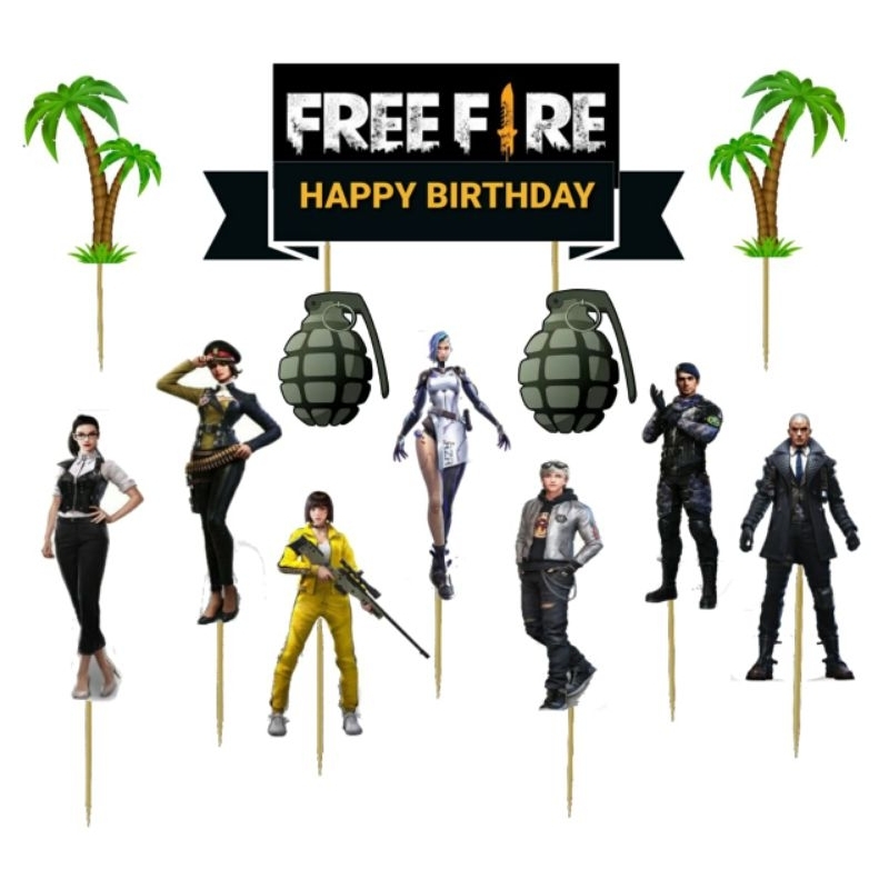 Jual Topper Cake / Hiasan Kue Tambah Nama Motif Free Fire | Shopee ...