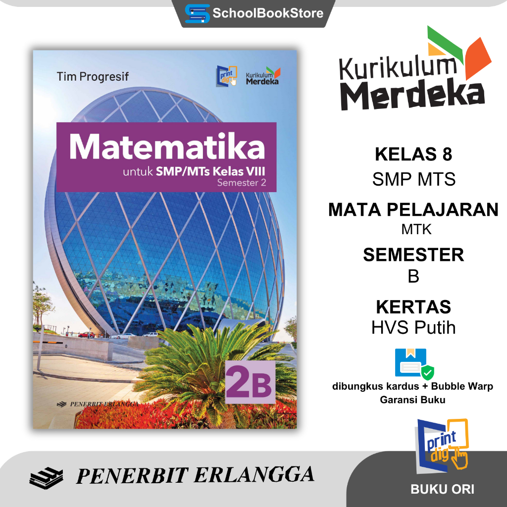 Jual Buku Matematika Untuk SMP MTS Kelas 8 2 2B Semester 2 Kurikulum Merdeka Penerbit Erlangga ...