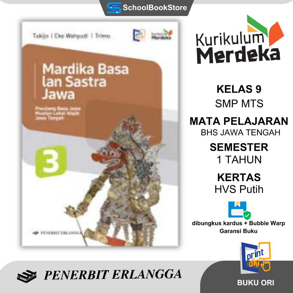 Jual ERLANGGA Buku Mardika Basa Lan Sastra Jawa Kelas 3 9 SMP MTS ...