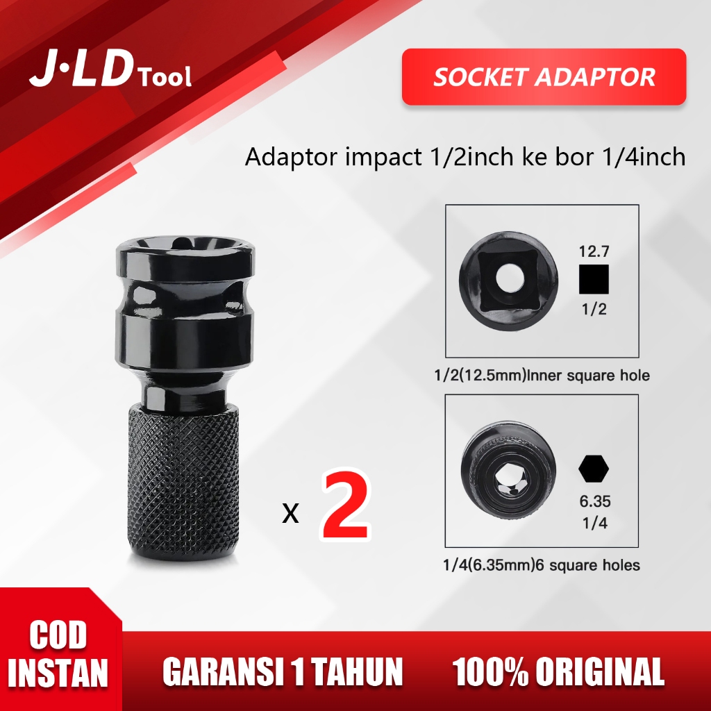 Jual JLD Adaptor impact ke bor Harga2Pcs 1Set 1/2” SQUARE TO 1/4“ HEX ...