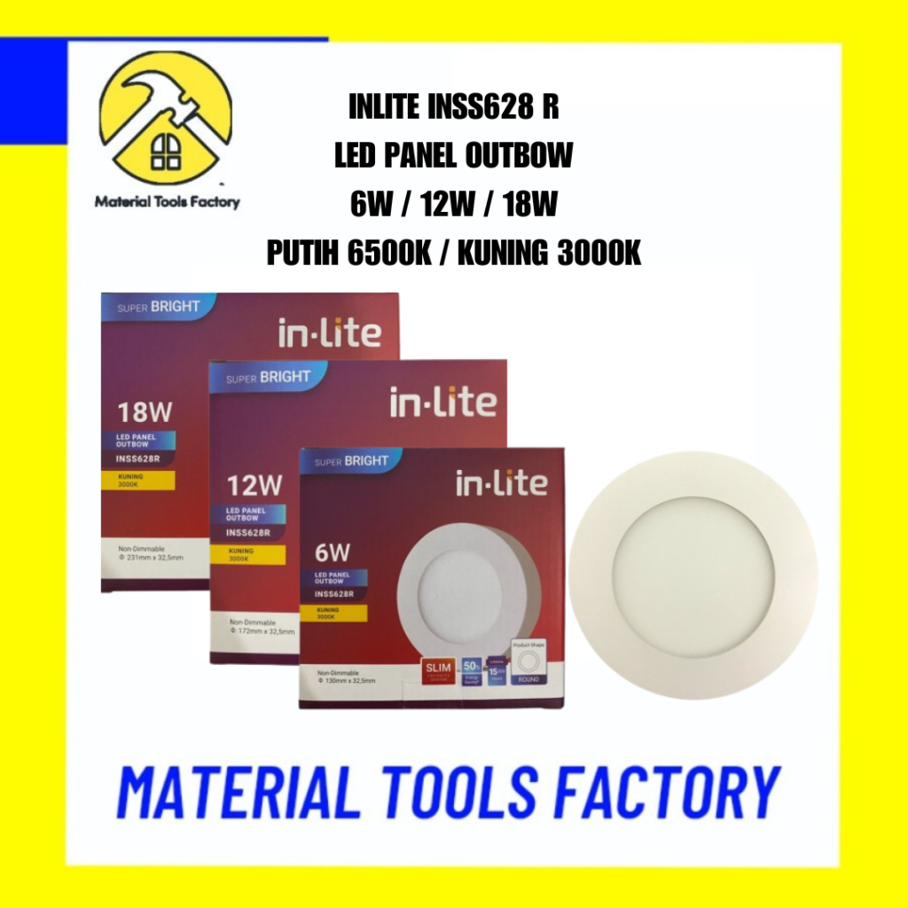 Jual InLite INSS628R Downlight Panel Outbow OB Bulat Plafon 6 watt 12 ...