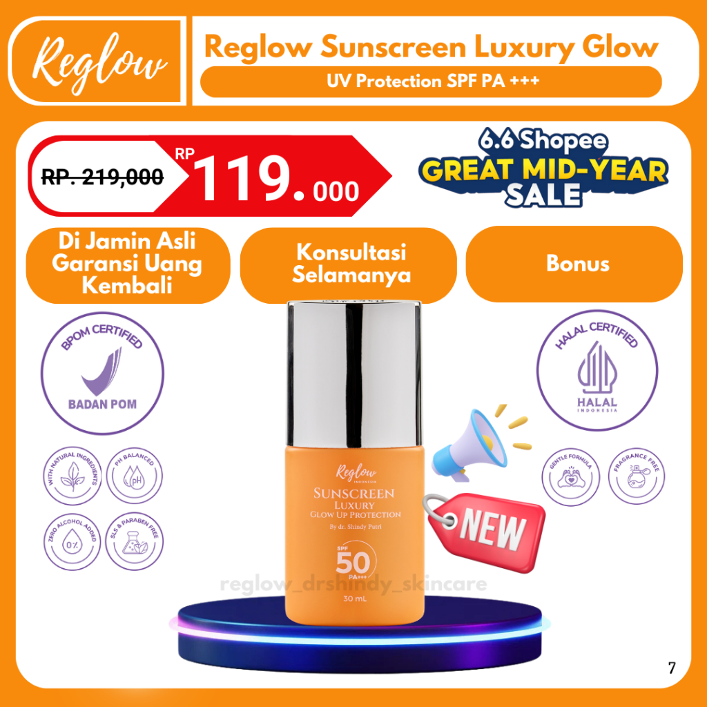 Jual Reglow Sunscreen Luxury Glow Up Protection SPF 50 PA +++ Sunscreen ...