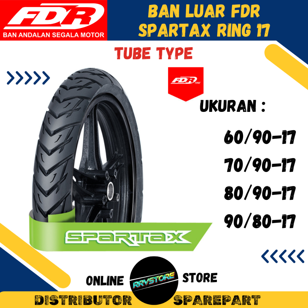 Jual BAN LUAR FDR SPARTAX RING 17 70/90-17 80/90-17 90/80-17 BAN FDR ...