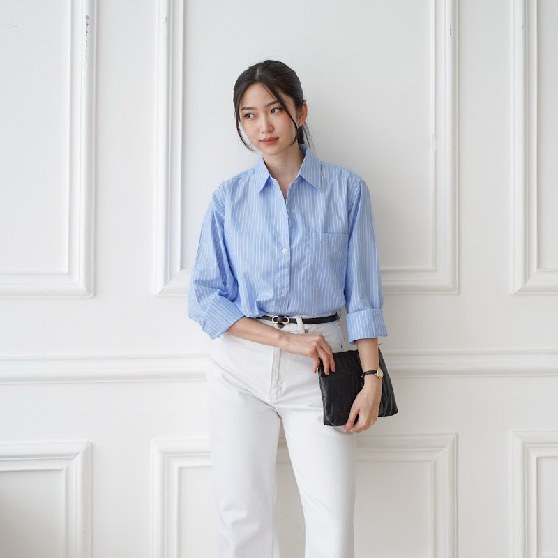 Jual SUZY SHIRT KEMEJA SALUR WANITA LAVVELA | Shopee Indonesia