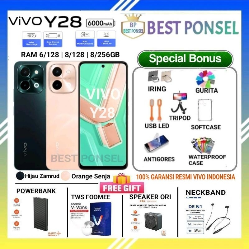 Jual VIVO Y28 RAM 6/128GB | 8/128 | 8/256GB 6000mAh GARANSI RESMI VIVO | Shopee Indonesia
