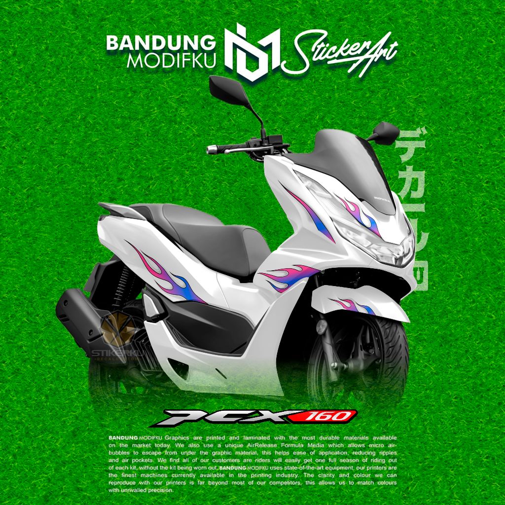 Jual STRIPING PCX NEW 160 MOTIF 2 / BANDUNG MODIFKU / EDISI API/ STIKER ...
