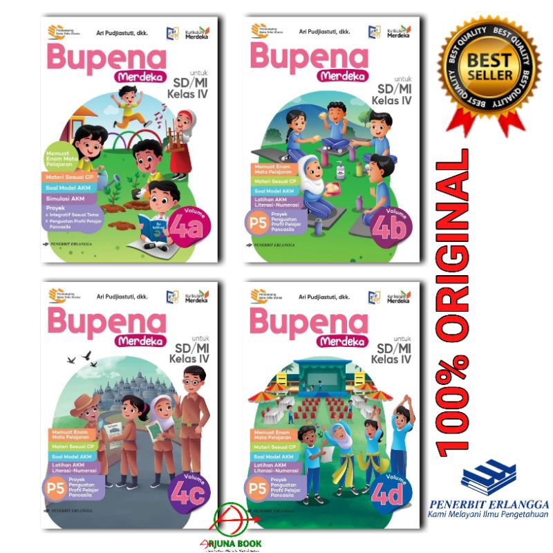 Jual BUKU BUPENA 4A 4B 4C 4D KELAS 4 SD/MI Penerbit Erlangga KURIKULUM MERDEKA | Shopee Indonesia