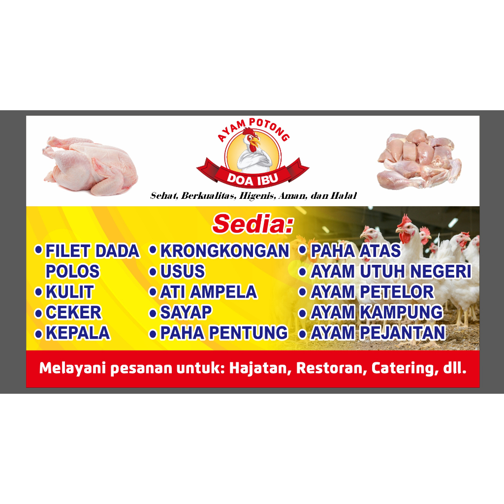 Jual Cetak Banner / Spanduk Ayam Potong (bisa Custom Ukuran) | Shopee ...