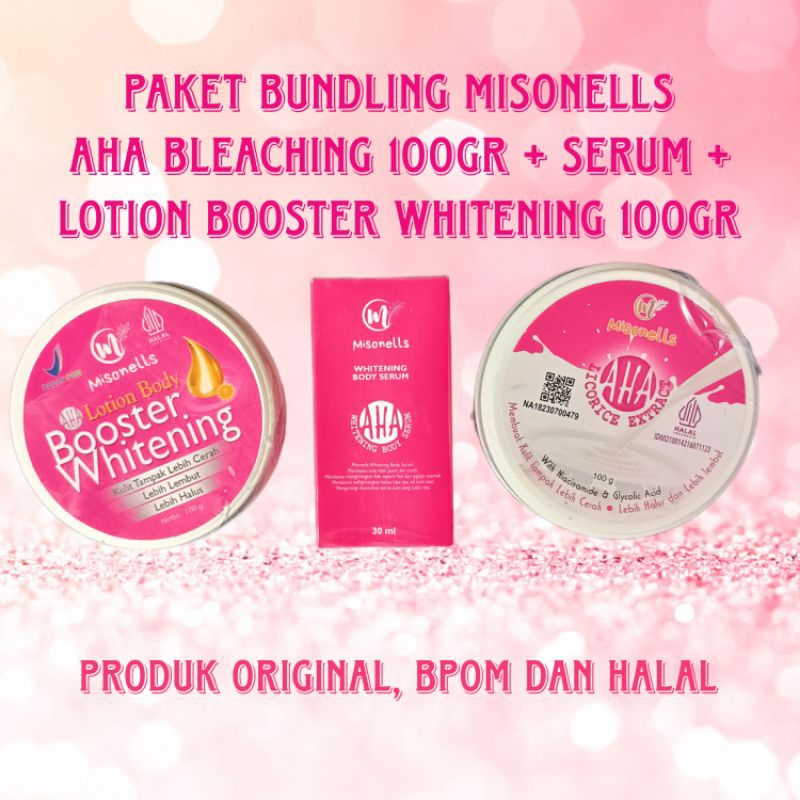 Jual (3 PCS) MISONELLS BLEACHING BADAN 100GR AHA BODY SERUM 30ML BODY ...