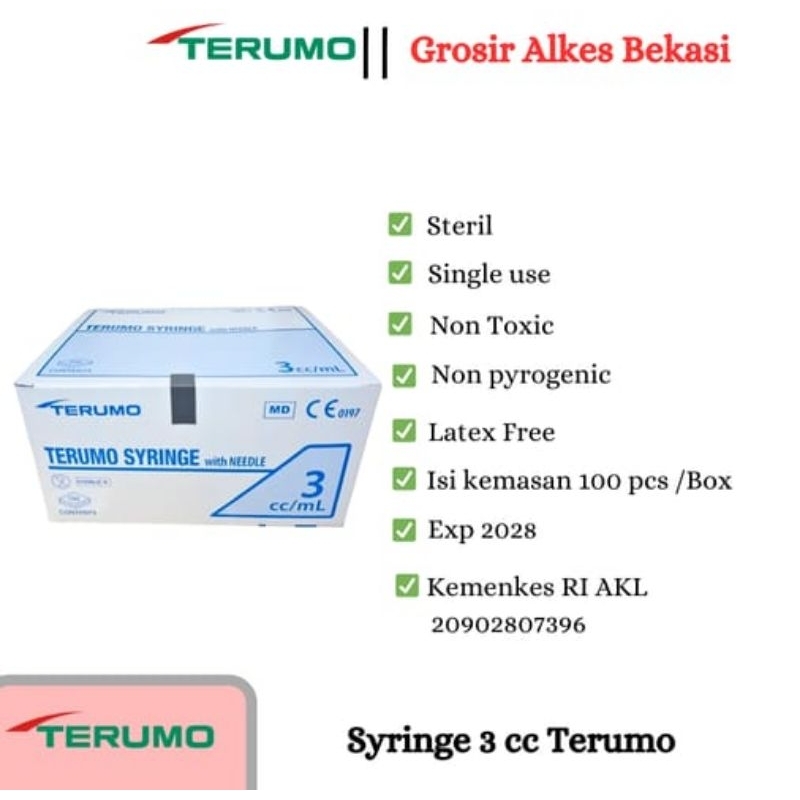 Jual Spuit Syringe Terumo 3cc/ml Terumo With Needle Harga/Box | Shopee ...