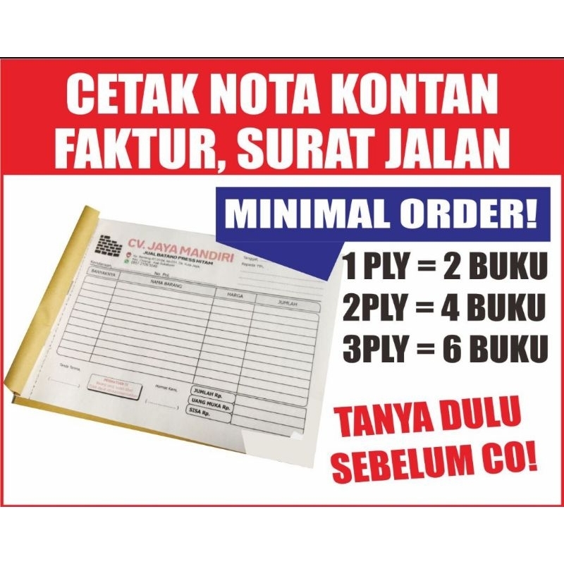 Jual CETAK FAKTUR Uk. 1/2 FOLIO ISI 100 LEMBAR/BUKU - NOTA - KWITANSI ...