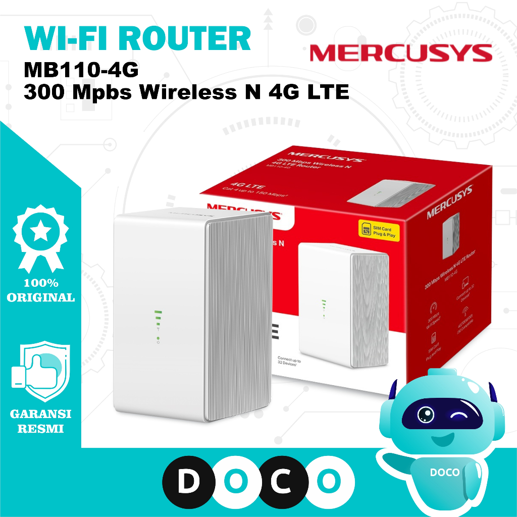 Jual Mercusys Wireless Router MB110-4G 300Mbps N300 4G SIM Card LTE GSM Modem Wifi All Operator ...