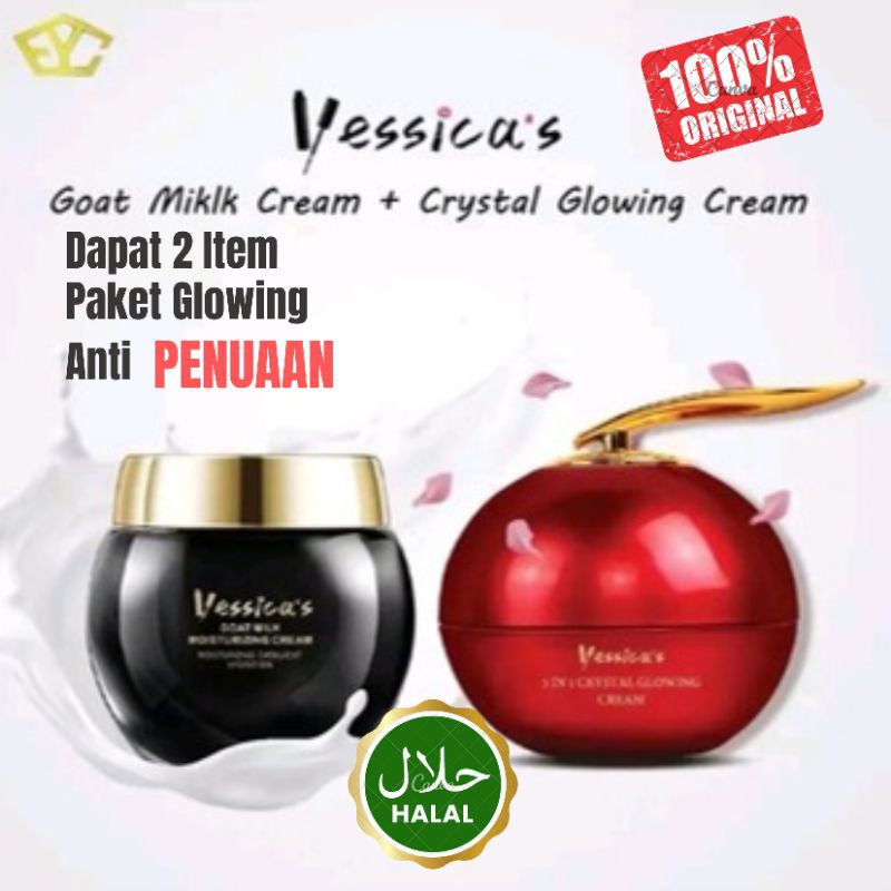 Jual YESSICA'S PAKET COMBO 2in1 Crystal glowing + Goat Milk Cream | Shopee Indonesia