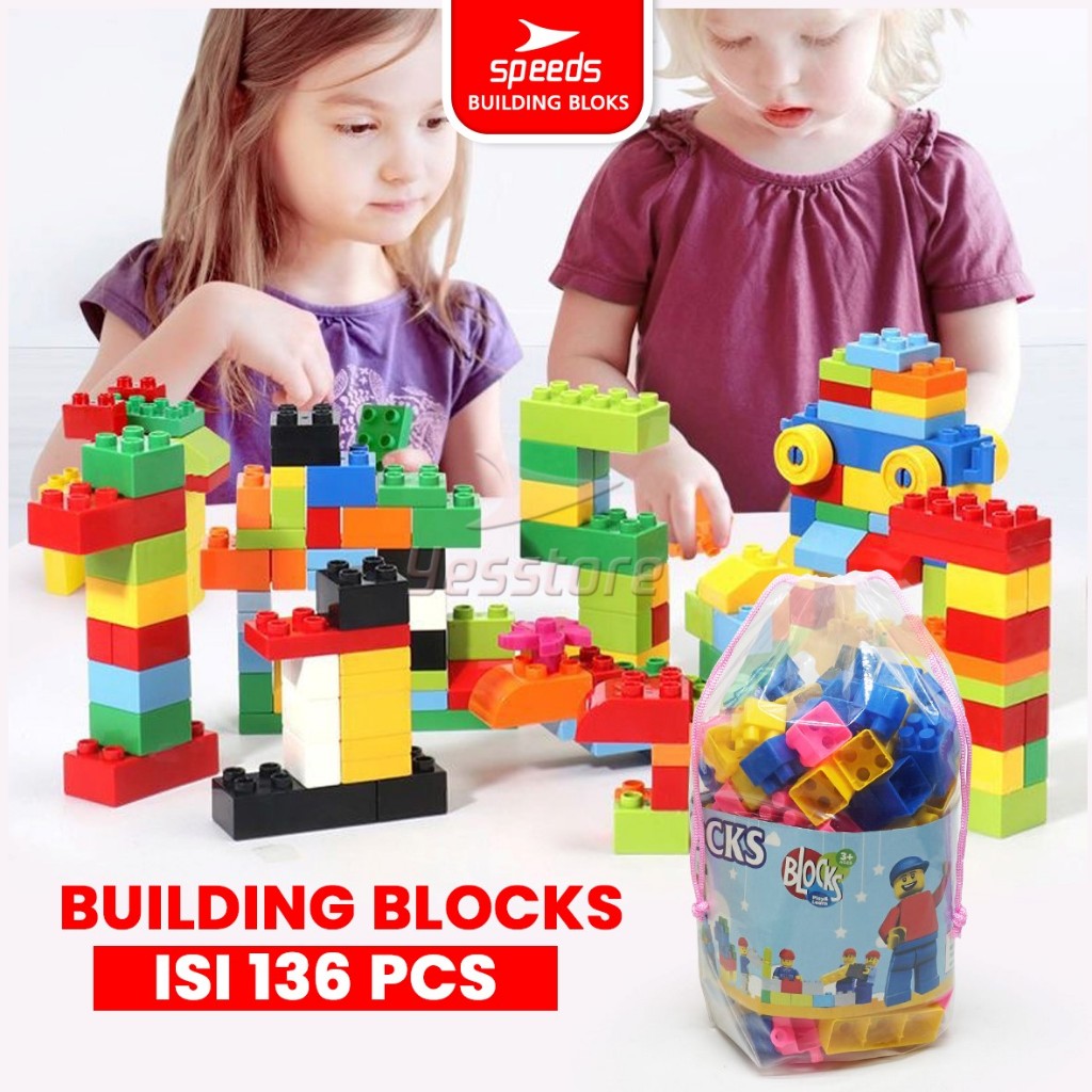 Jual SPEEDS Balok Susun 136pcs Brick DIY Mainan Balok Anak Building ...