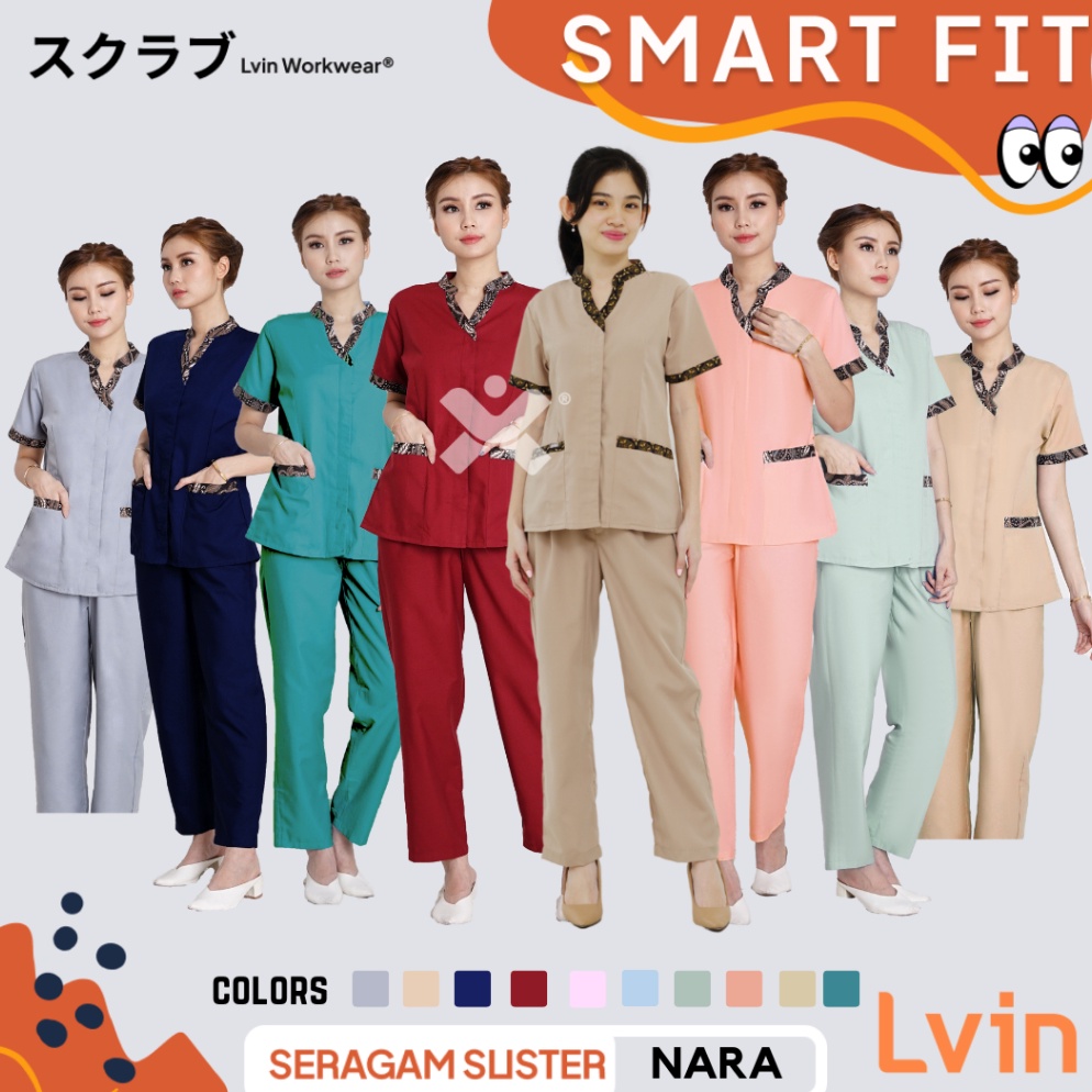Jual Lvin Baju Seragam suster Nara Batik Series nanny uniformseragam ...