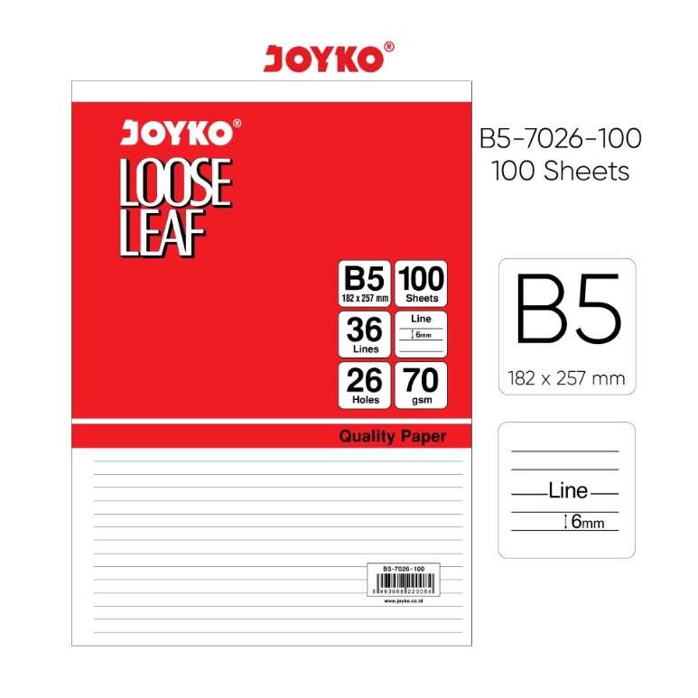 Jual Loose Leaf B5 Isi Kertas File Binder Joyko B5-7026 Harga 1 Pak 100 LBR | Shopee Indonesia