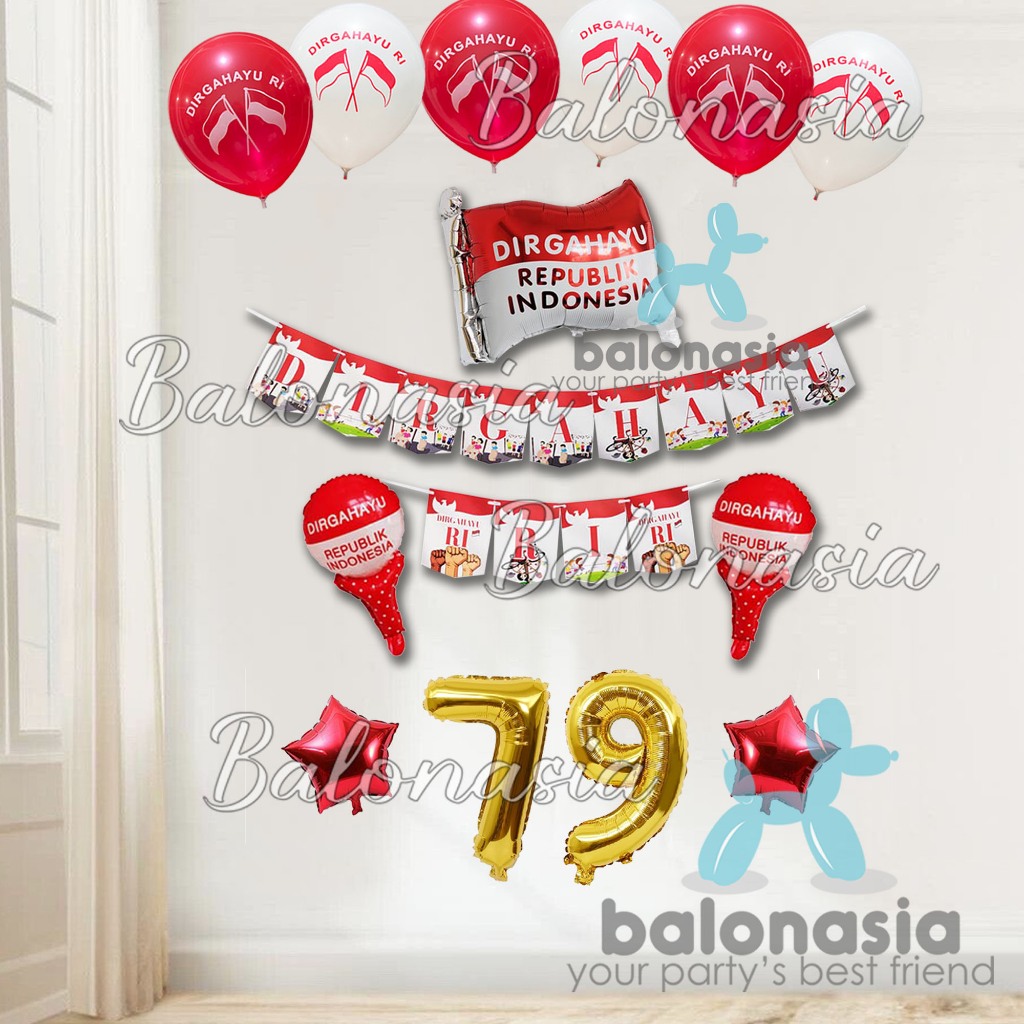 Jual Dekorasi DIRGAHAYU Pesta HUT RI 17 Agustus / Banner Foil Bendera ...