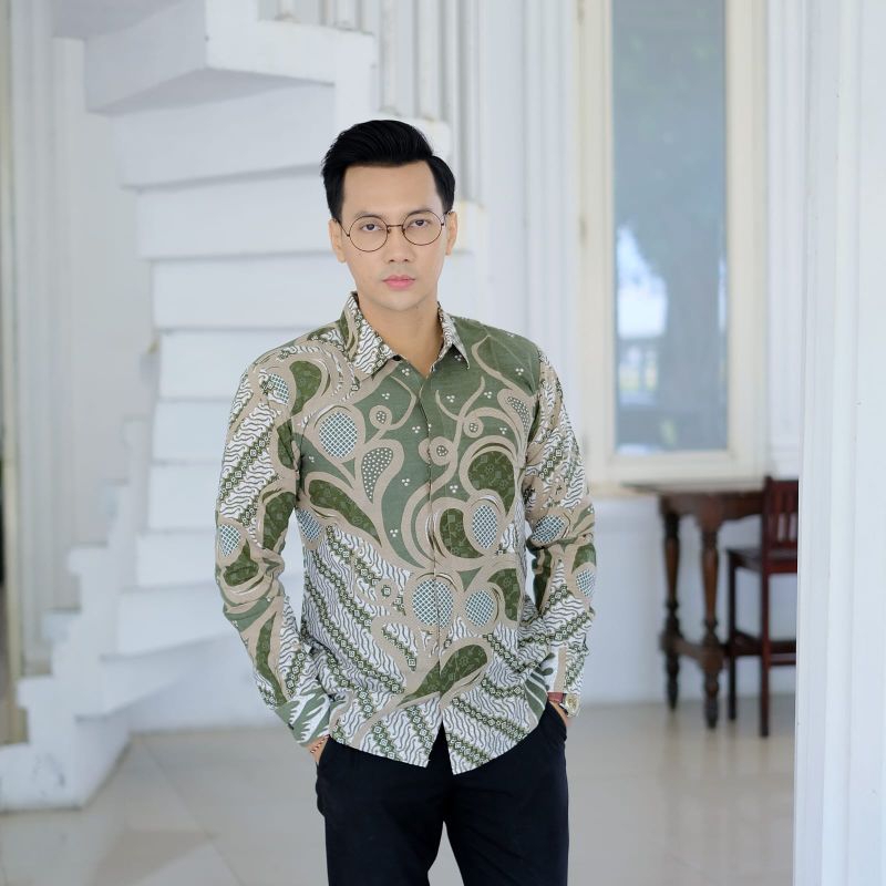 Jual New Limited Edition Warna Sage Green Kemeja Batik Pria Lengan ...