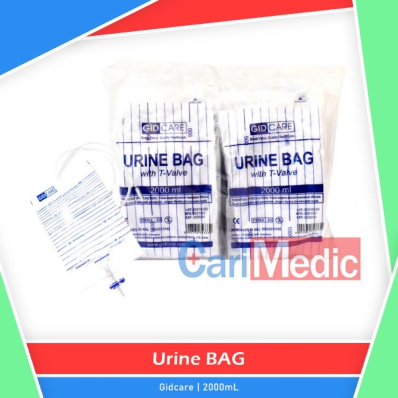 Jual Urine Bag 2000ml Type T-Valve Gidcare | Kantong Urin 2 Liter ...