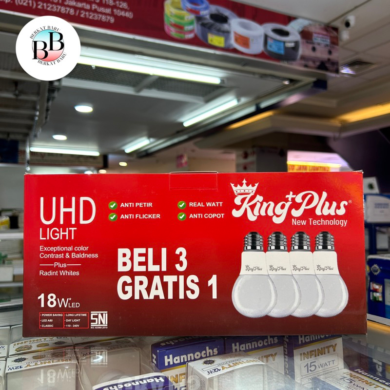 Jual Lampu Bohlam LED King Plus 18 Watt (Beli 3 Gratis 1) (Cahaya Putih ...