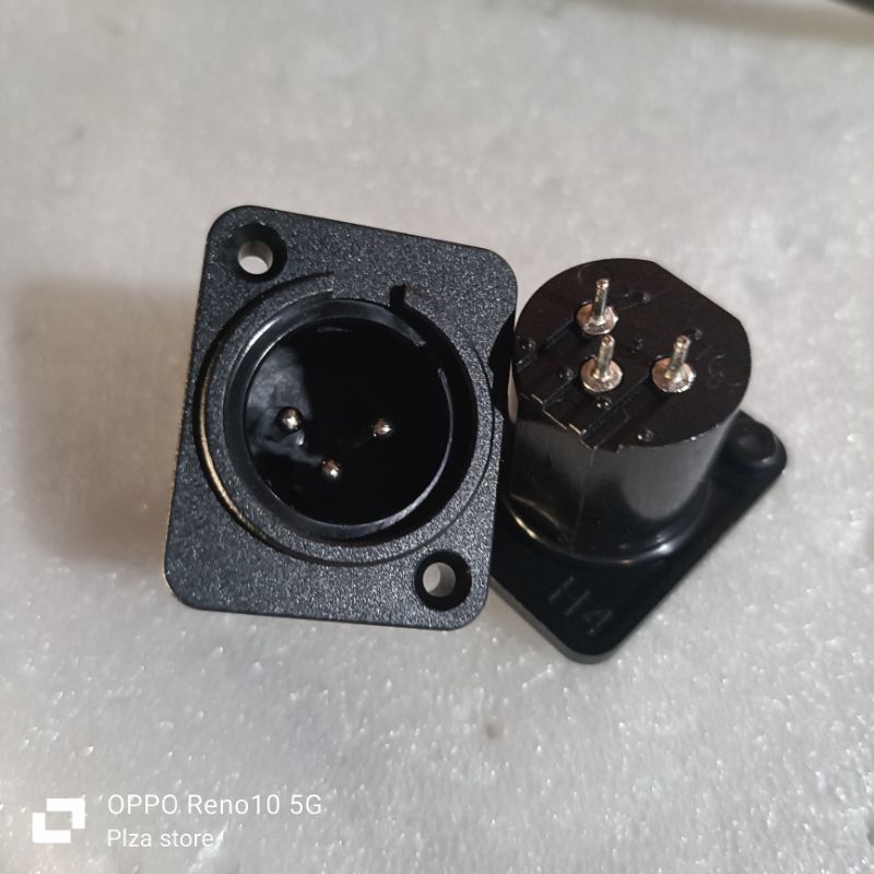 Jual Socket Soket canon xlr male kaki lurus hitam 3pin kualitas bagus ...