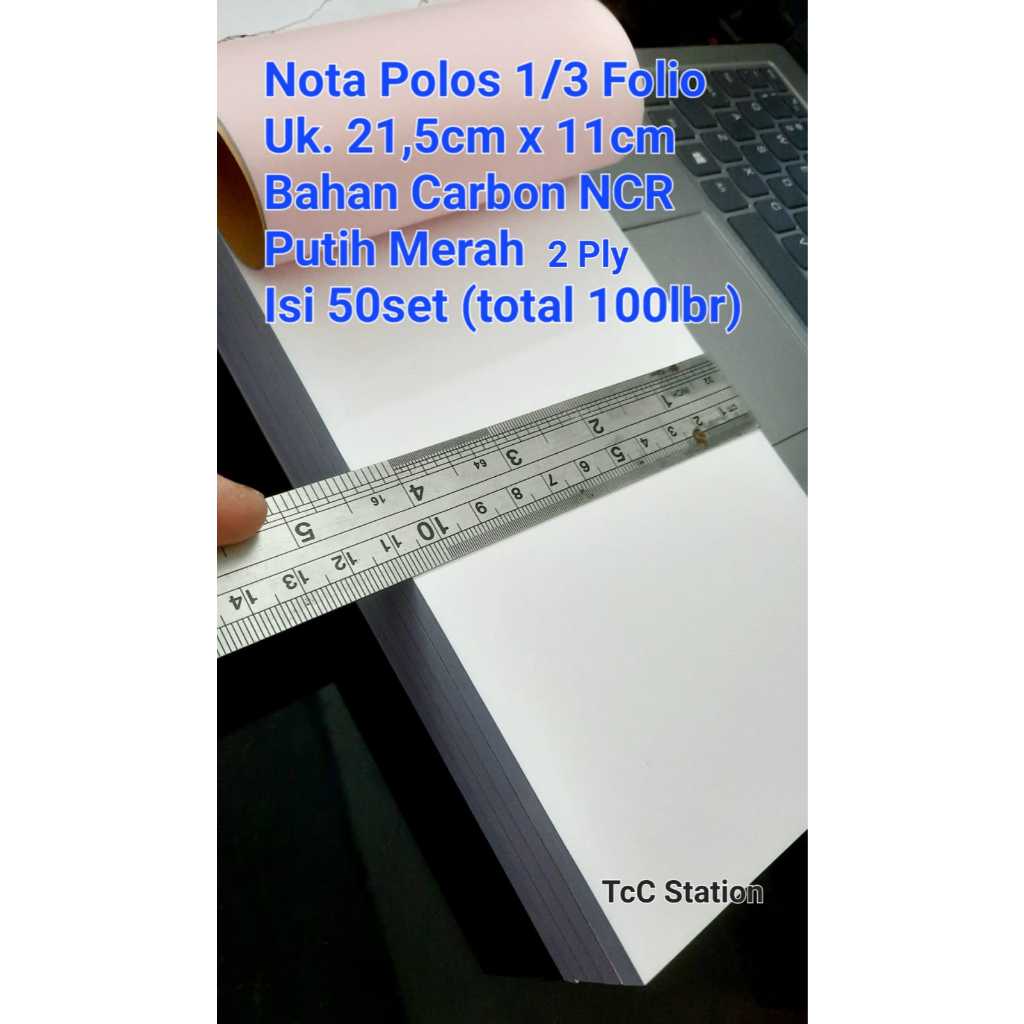 Jual 1 PAK 5 BUKU Nota POLOS 2Ply 1/3 folio Carbon NCR Putih Merah 2 ...