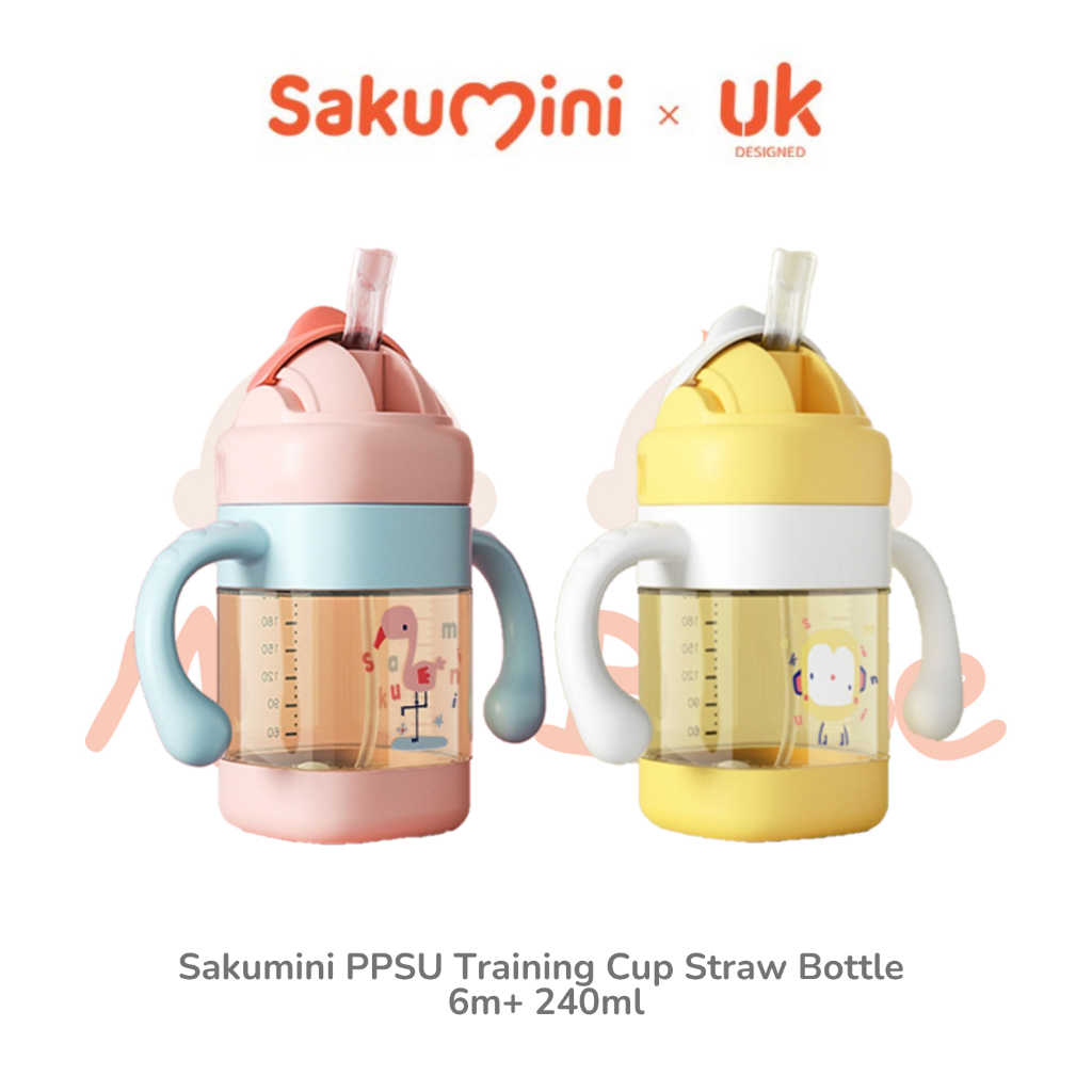 Jual Sakumini PPSU Training Cup Straw Bottle Botol Minum Anak Sedotan 6m+ 240ml | Shopee Indonesia
