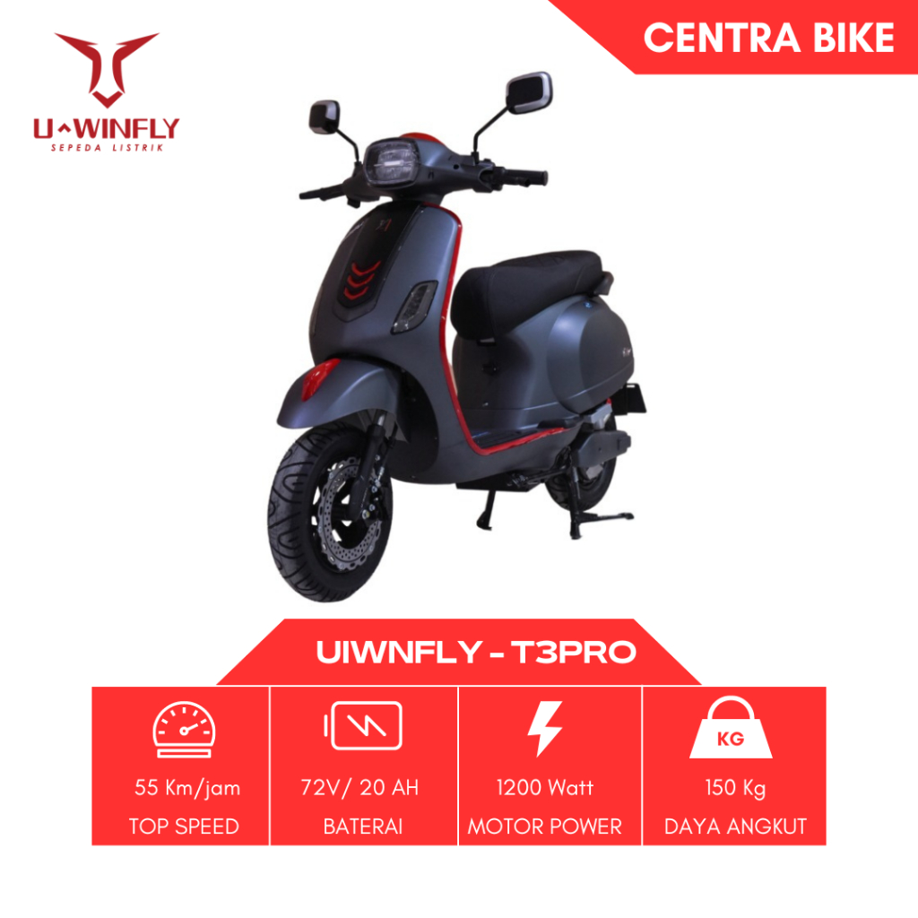 Jual Motor Listrik UWINFLY T3 PRO Terbaru 72V/20Ah 1200Watt | Shopee Indonesia