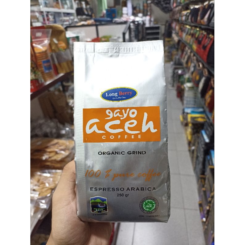 Jual Kopi bubuk Arabika Longberry organik grind khas Aceh | Shopee ...