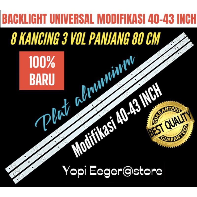 Jual BACKLIGHT TV LCD LED UNIVERSAL MODIFIKASI 40 INCH 43 INCH 8KANCING 3VOL PANJANG 80 CM PLAT ...