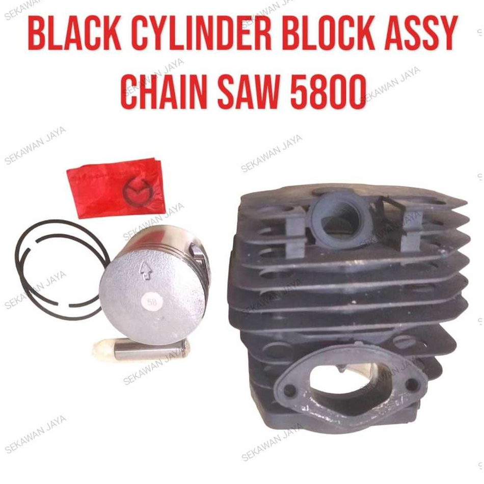 Jual 5800 Cylinder block assy BLACK chain saw Blok silinder lengkap ...