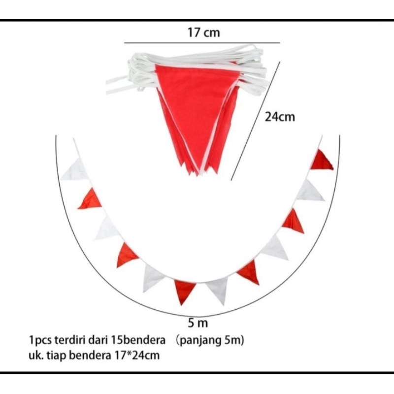 Jual Bendera segitiga merah putih /bendera kain segitiga warna warni/ bendera umbul-umbul warna ...