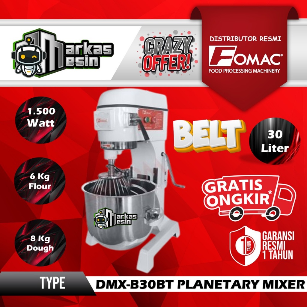 Jual Planetary Mixer 30 Liter DMX-B30BT FOMAC BELT MODEL Mixer Roti ...