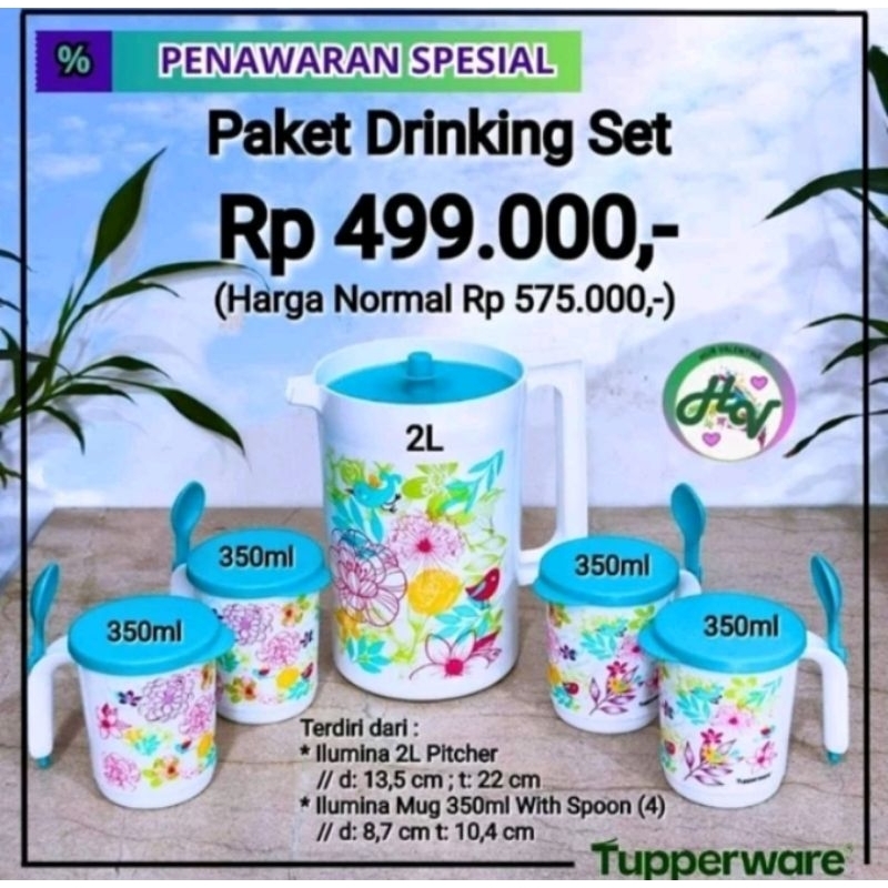 Jual Drinking Set/Drinking set Tupperware/Bicycle Mug / mug tupperware / gelas Tupperware ...