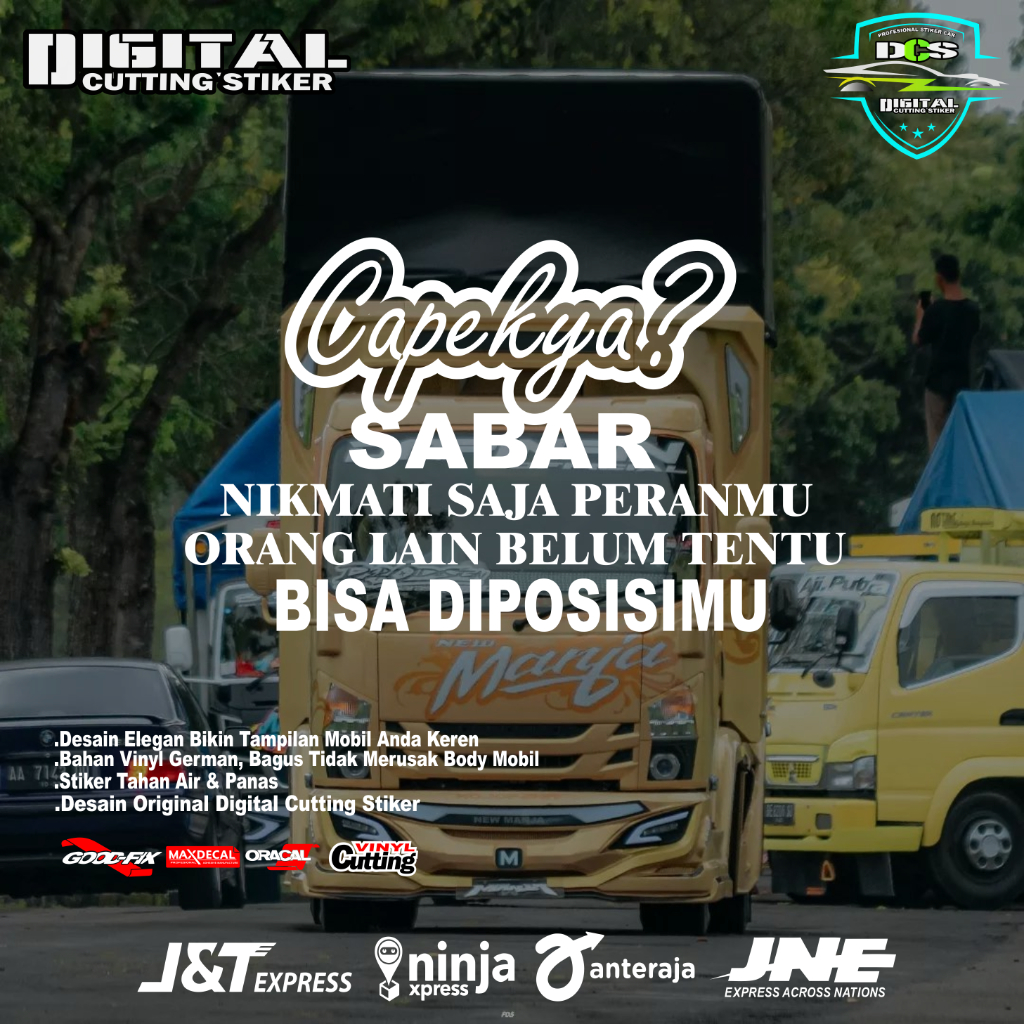 Jual Stiker kata kata capekya sabar kaca mobil pickup truk sticker truk ...