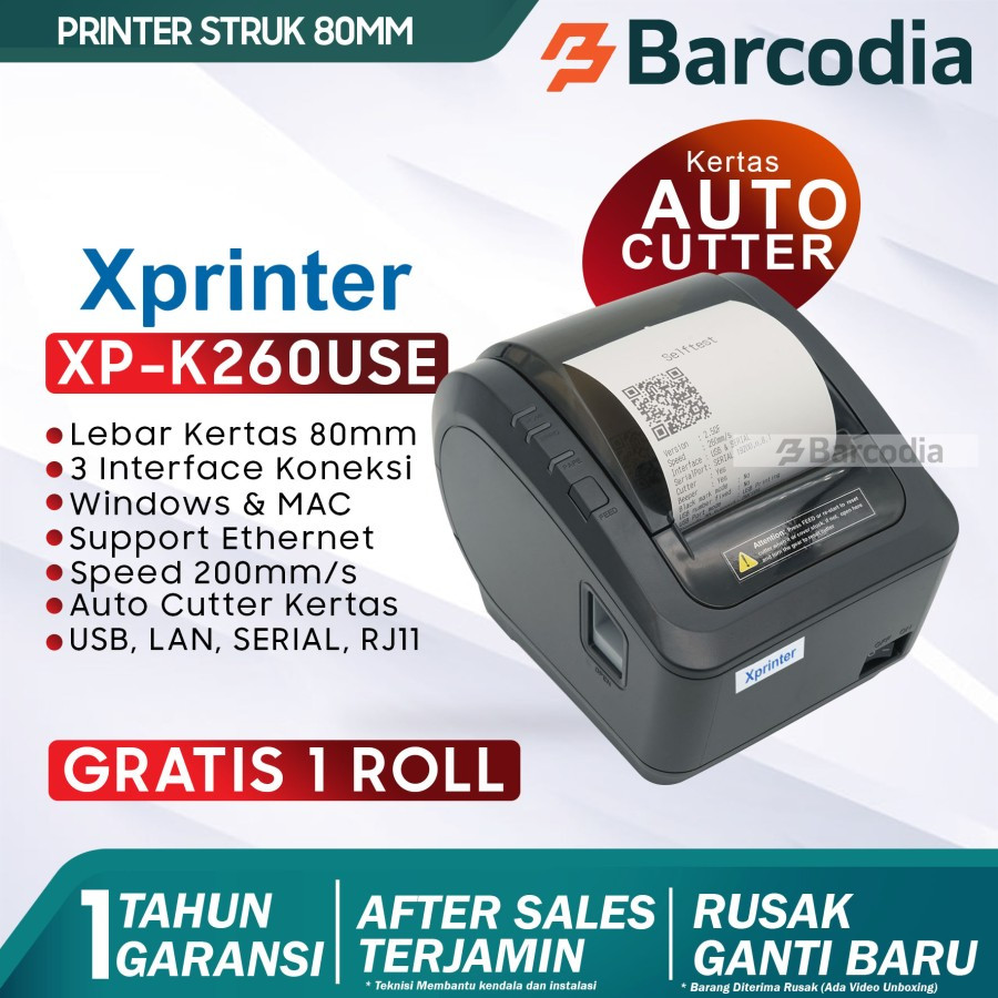Jual PRINTER KASIR THERMAL AUTO CUTTER IWARE K260 USE USB+SERIAL ...