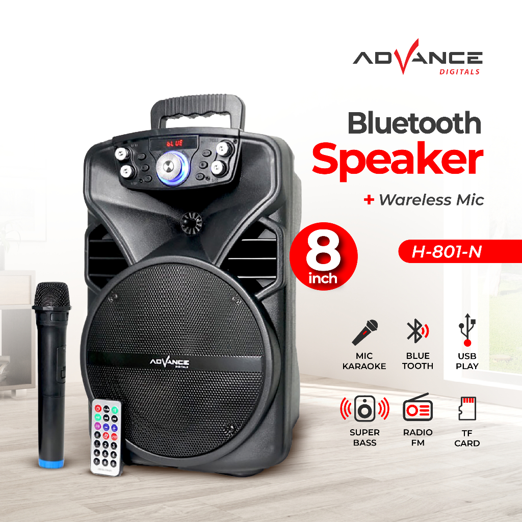 Jual Advance Speaker Bluetooth Portable H801N Free Mic Wireless Garansi ...