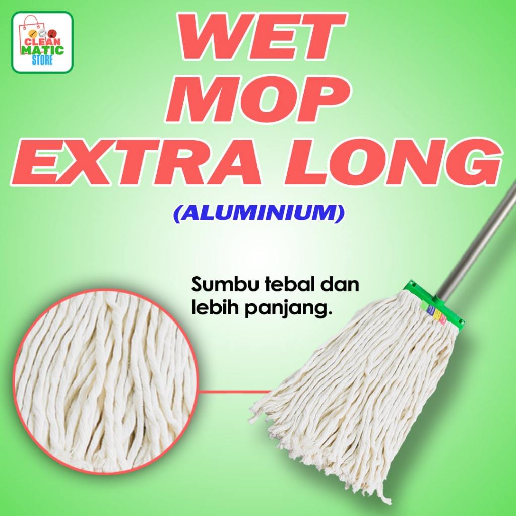 Jual CLEAN MATIC - Alat Pel Mop Ekstra Panjang Aluminium ( WET MOP ...