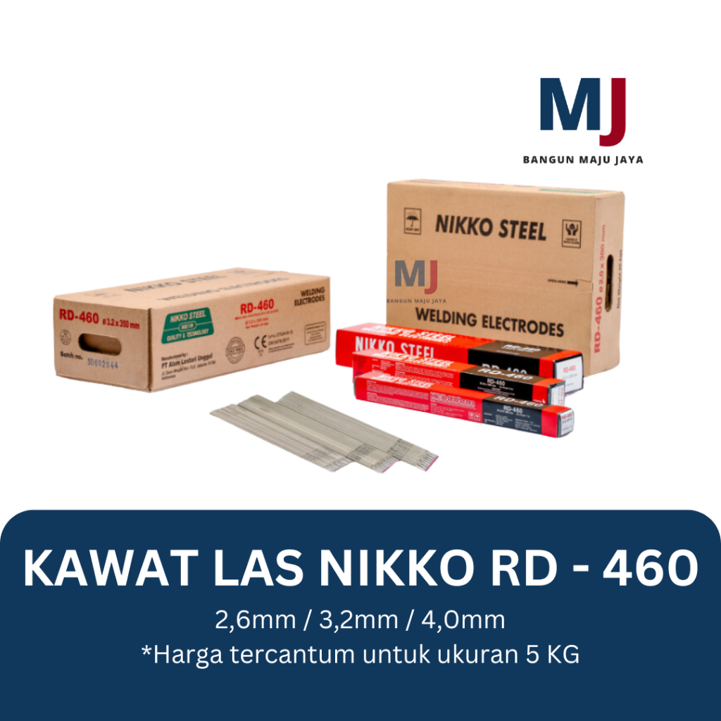 Jual Kawat Las Nikko Steel RD 460/Kawat Las/2,6mm/3,2mm/4,0mm/5KG | Shopee Indonesia