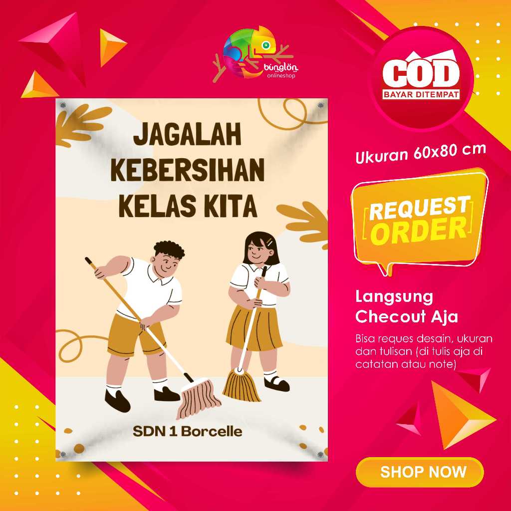 Jual Spanduk Banner Biru Ilustrasi Poster Harap Tenang Ada Ujian ...