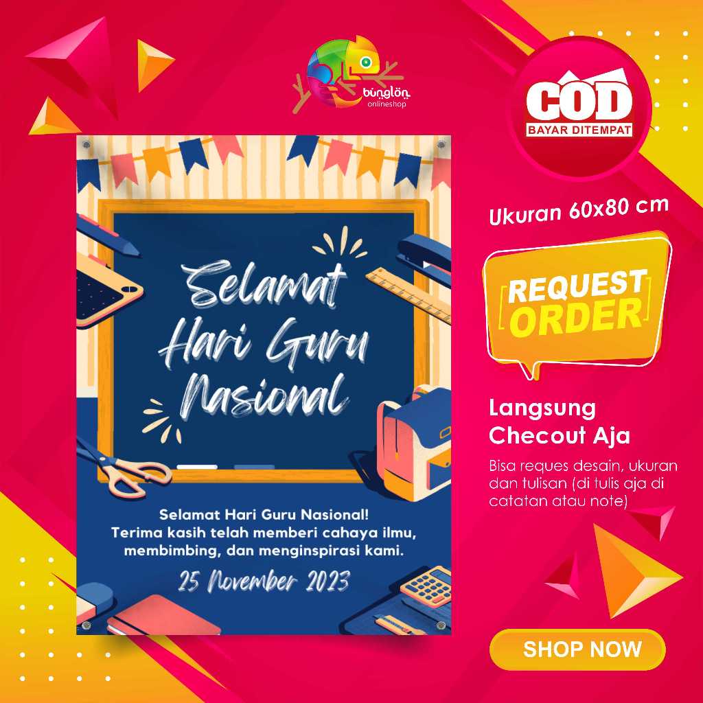 Jual Spanduk Banner Ilustrasi Modern Selamat Hari Guru Nasional Poster ...
