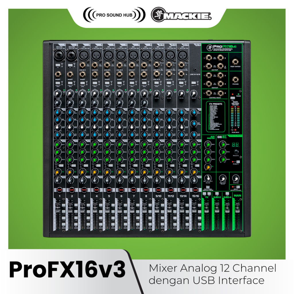 Jual Mackie ProFX16v3 ProFX16 v3 Mixer Analog USB Audio Interface Soundcard 16 Input 11 Channel ...