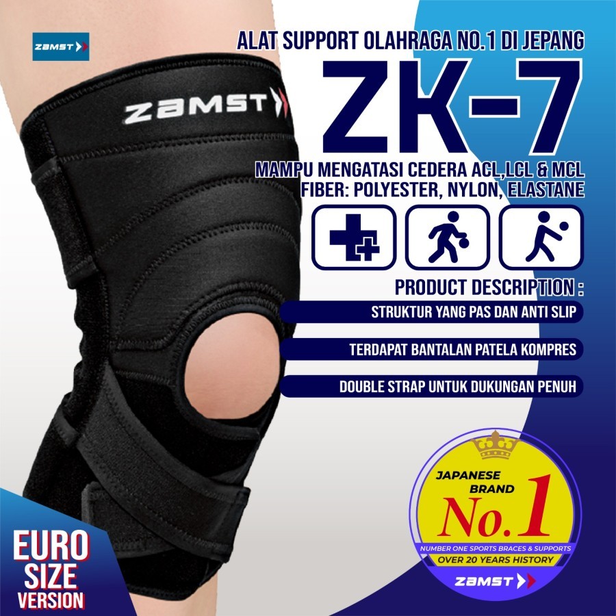 Jual Knee Support Knee Brace Deker Lutut Open Patella Zamst ZK-7 Strong Support Japan Original ...